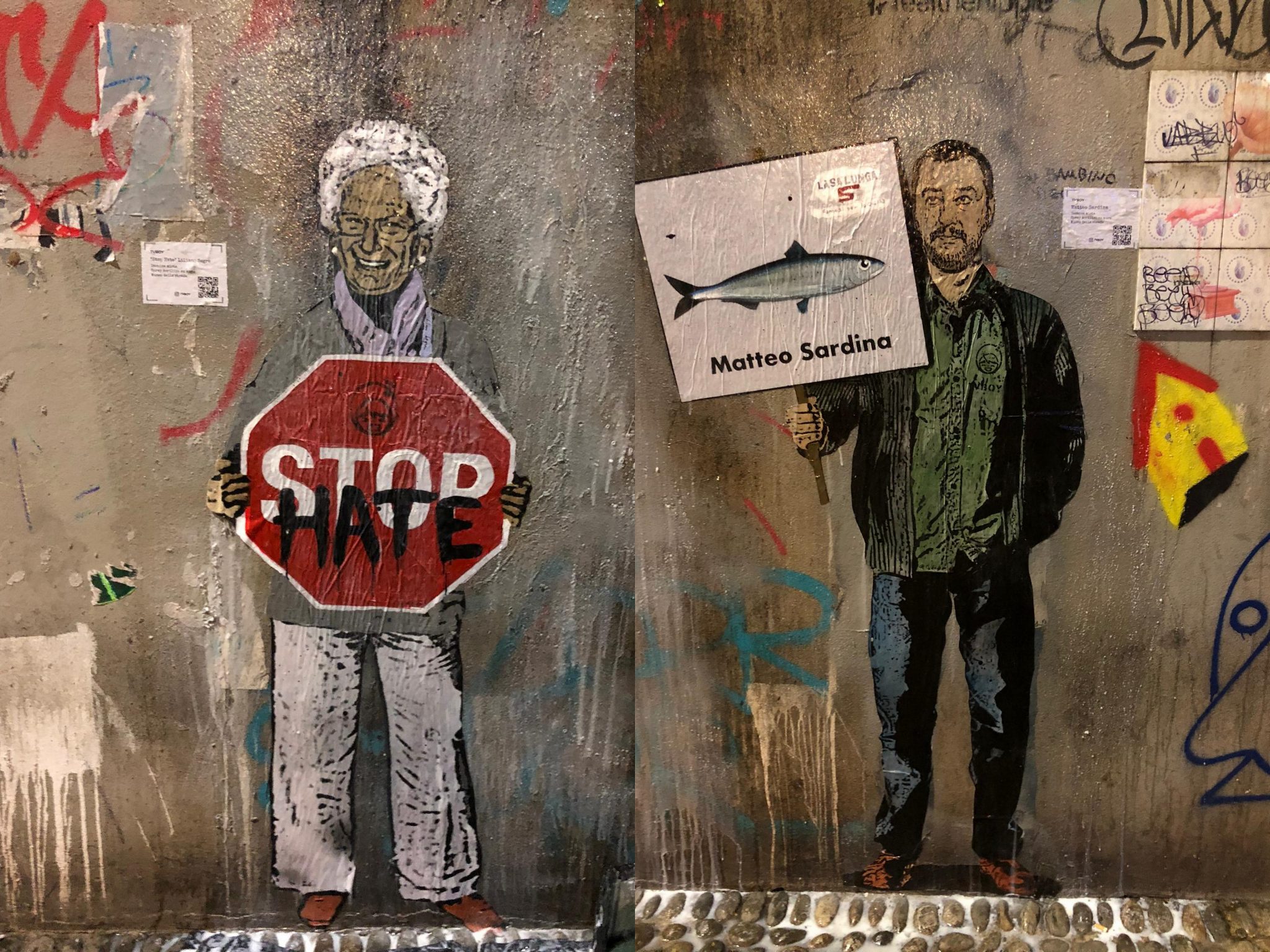 Street art, Tvboy a Milano: "In questo mare di proteste, che pesce ...